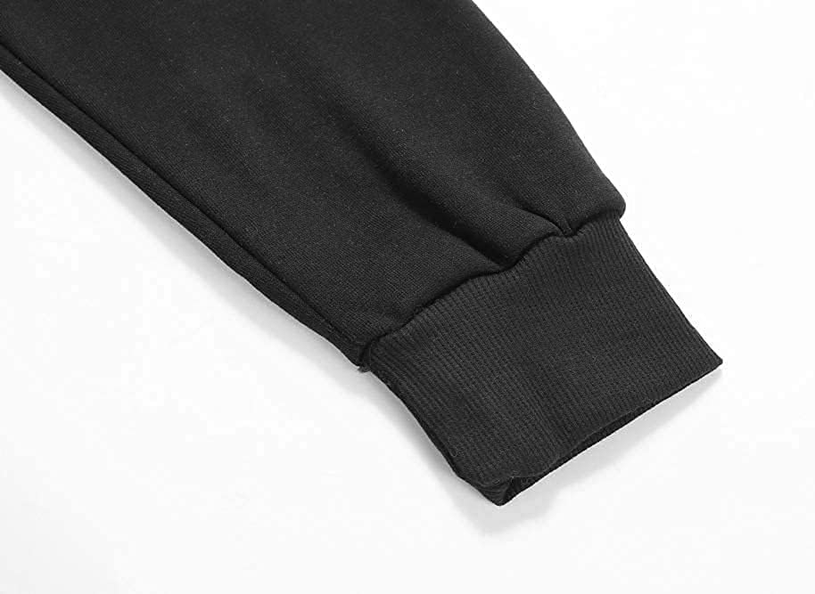 SIMZRA Youth Tracksuit Pullover Hoodie Jogging Pants Set 2 Pieces Sweatsuit for Boys Girls, Black, M