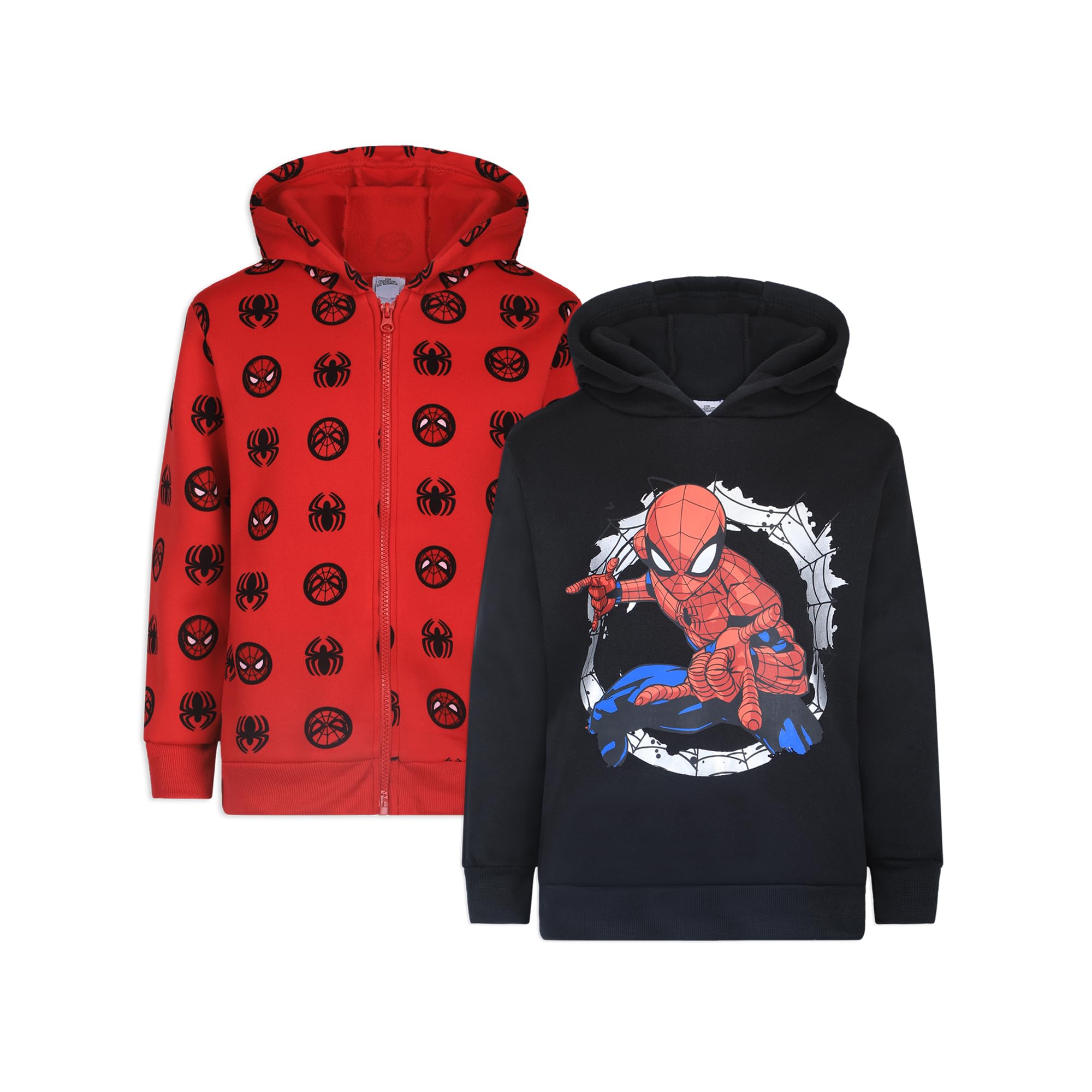 Marvel Spider-Man Boys 2 Pack Hoodies for Toddlers and Big Boys – Red/Black