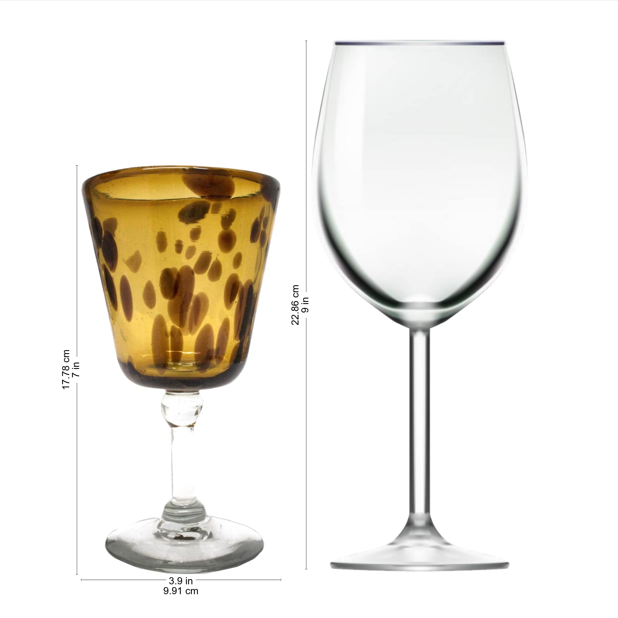 NOVICA Artisan Handmade Recycled Ecofriendly Wine Glasses Fair Trade Mexico Brown Tableware Drinkware Cocktail Backyard Barbeque [7in H x 3.9in Diam. 9 Oz.] 'Tortoise Shell' (Set of 6)