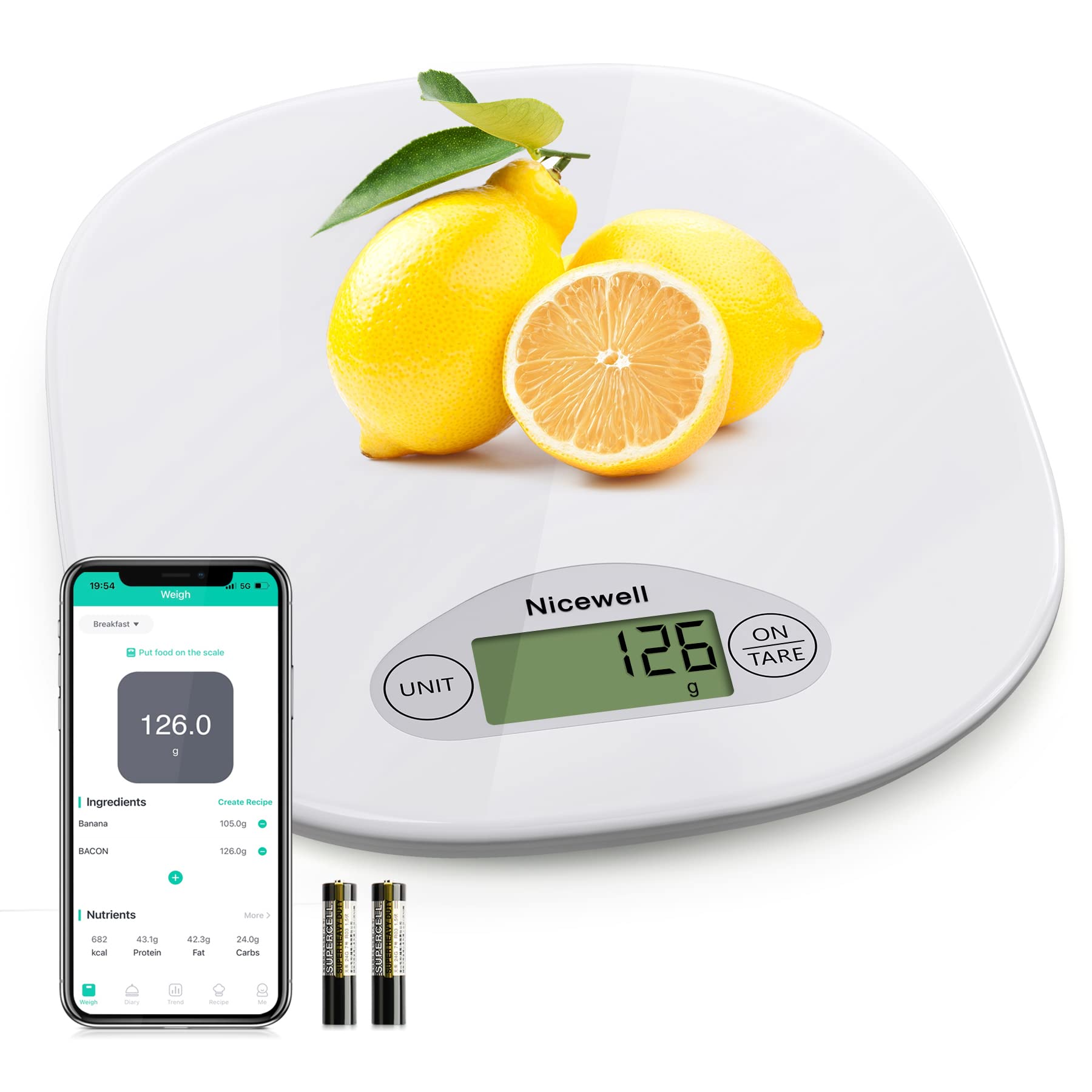 Nicewell Food Scale for Weight Loss, Digital Kitchen Scale for Food Ounces and Grams, 5kg/11lbs Max, 1g/0.1oz Increment for Cooking, Baking