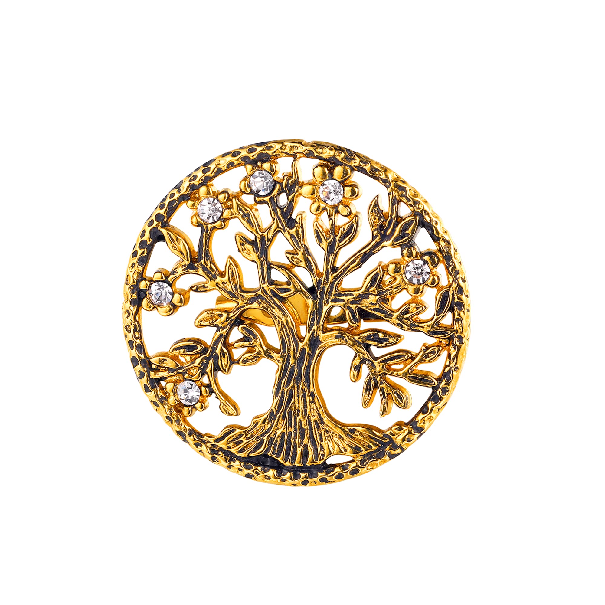 Lapel Pin Brooch for Women 18K Gold Plated CZ Brooches for Grandma Friend Graduation Gift Family Tree of Life Brooches