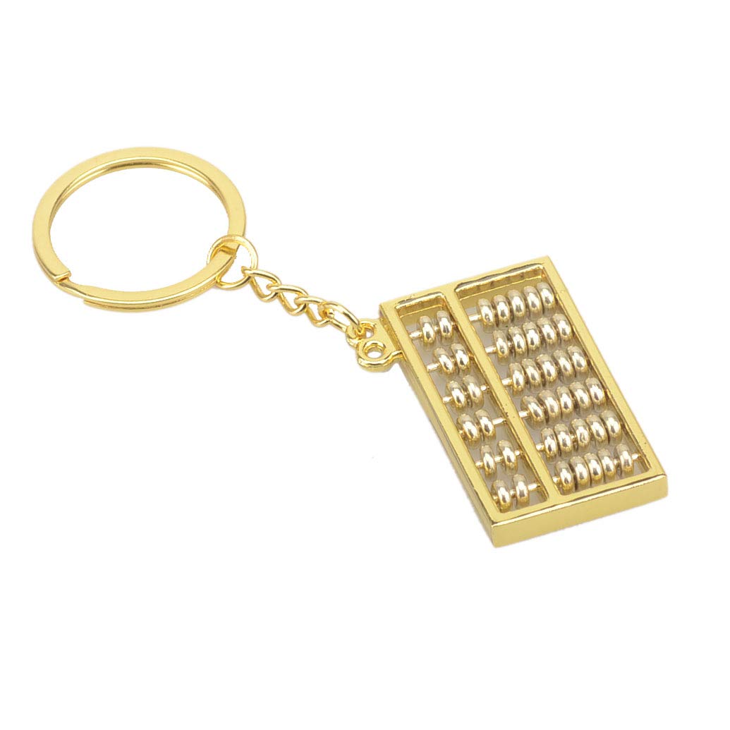 Mallofusa Alloy 6 Rolls Mini Abacus Keychain Key Ring Pendant Decoration Decor Ornament Trinket for Car Keys Handbag Fob Golden