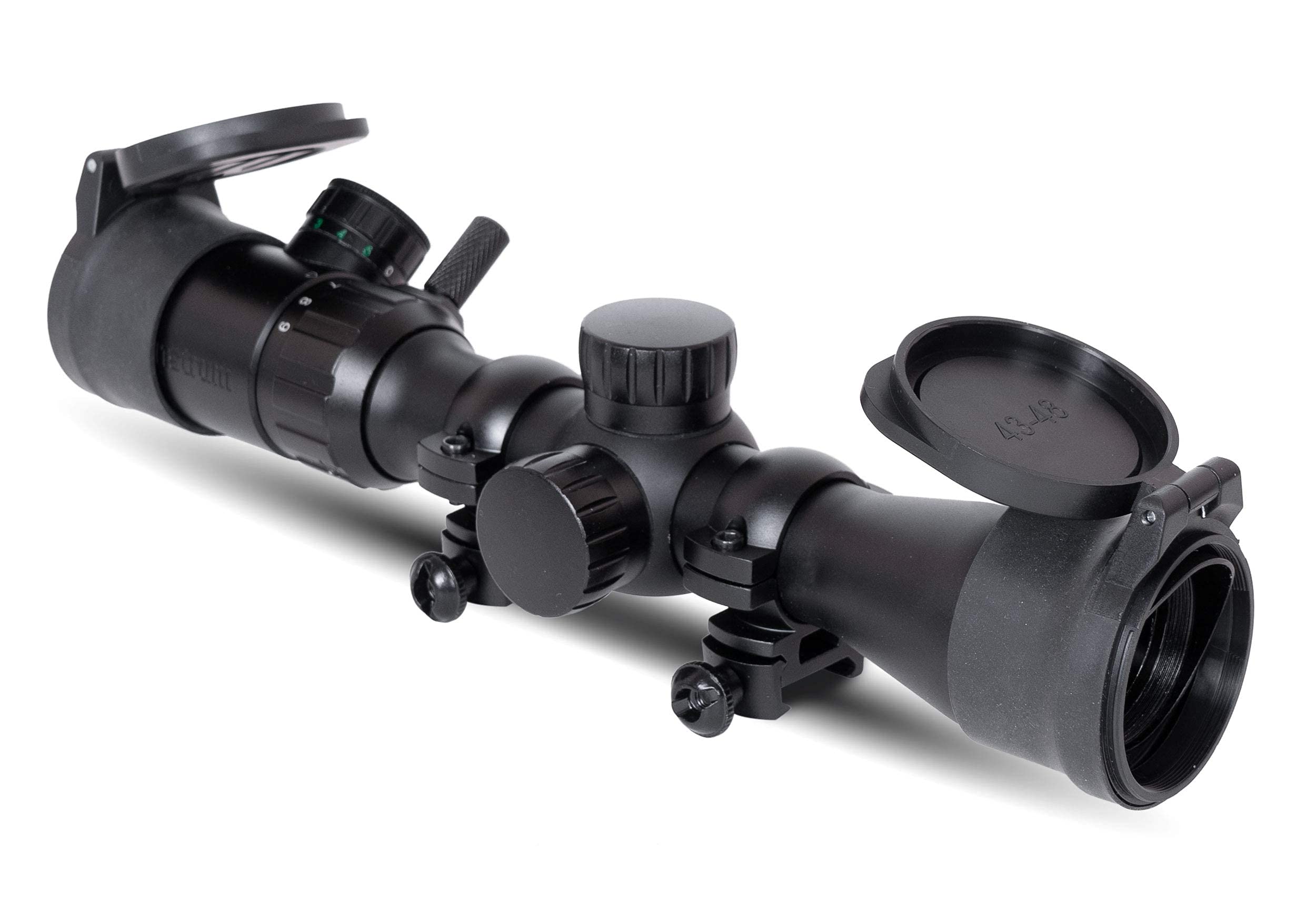 Monstrum 2-7x32 Rifle Scope with Rangefinder Reticle | Monstrum Flip Up Lens Cover Set | Bundle