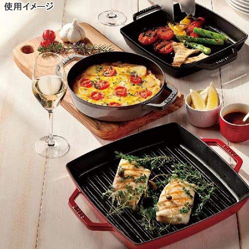 staub 40511-730 Pure Grill Square Cherry 9.1 inches (23 cm) Grill Pan, Both Hands, Casting, Enamel, Induction Compatible, Japanese Authentic Product