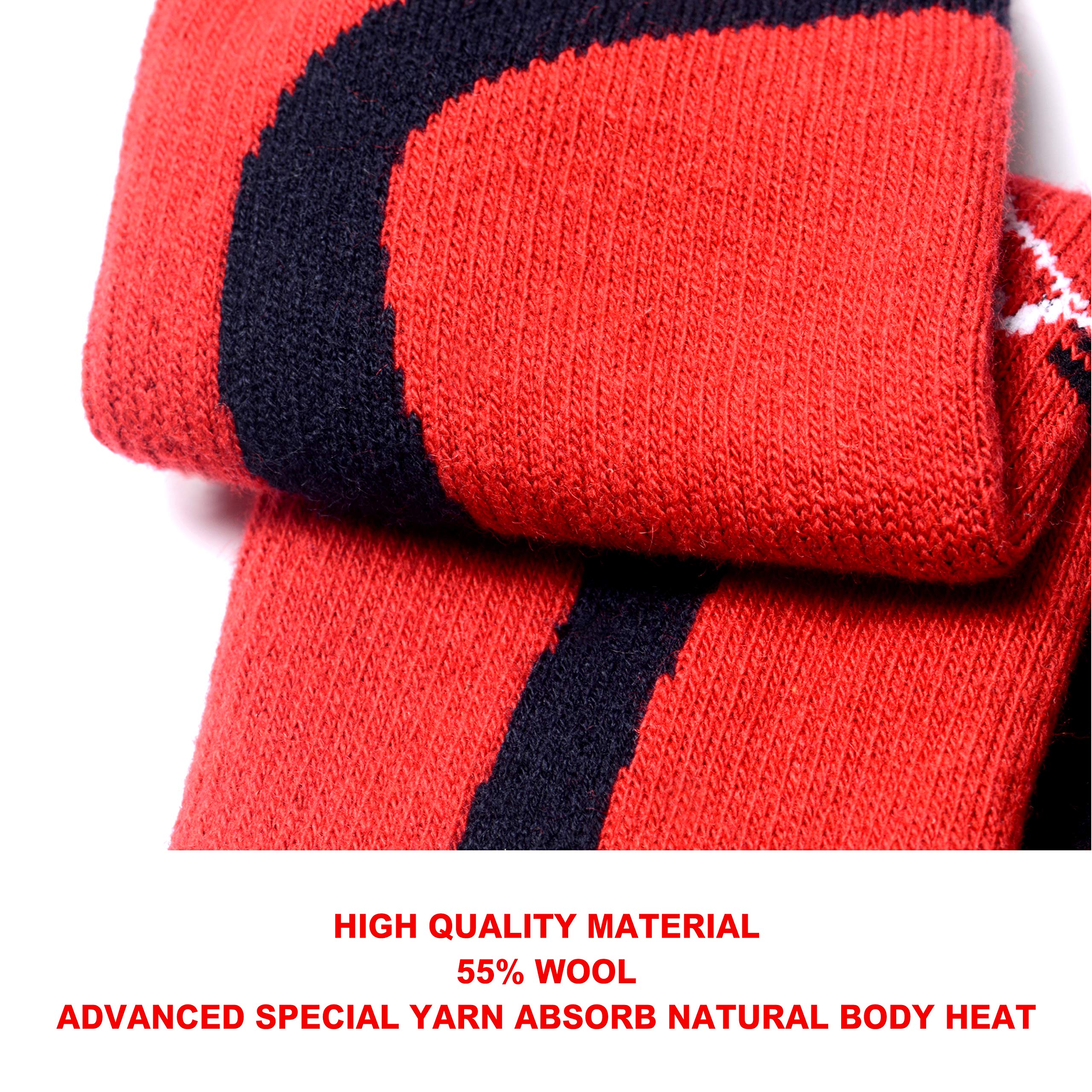MUSAN Wool Ski Socks,Extra Warm Knee High Performance Snow Skiing/Snowboard Socks in Outdoor,Fit for Men and Women,19RED-3Pack, Size:M