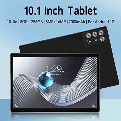 Naroote 10.1 Inch Tablet, Tablet PC 8GB 256GB 2.4G 5G WiFi 100-240V 8MP Front 16MP Rear for Android 12 for Reading (US Plug)