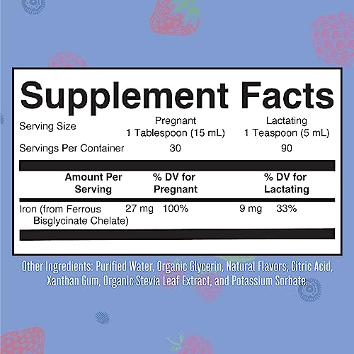 MaryRuth Organics | Liquid Iron Supplement Prenatal & Postnatal for Pregnant & Lactating | Iron Deficiency | Immune Support | Sugar/Gluten Free | Vegan | Non-GMO | 15.22 Fl Oz