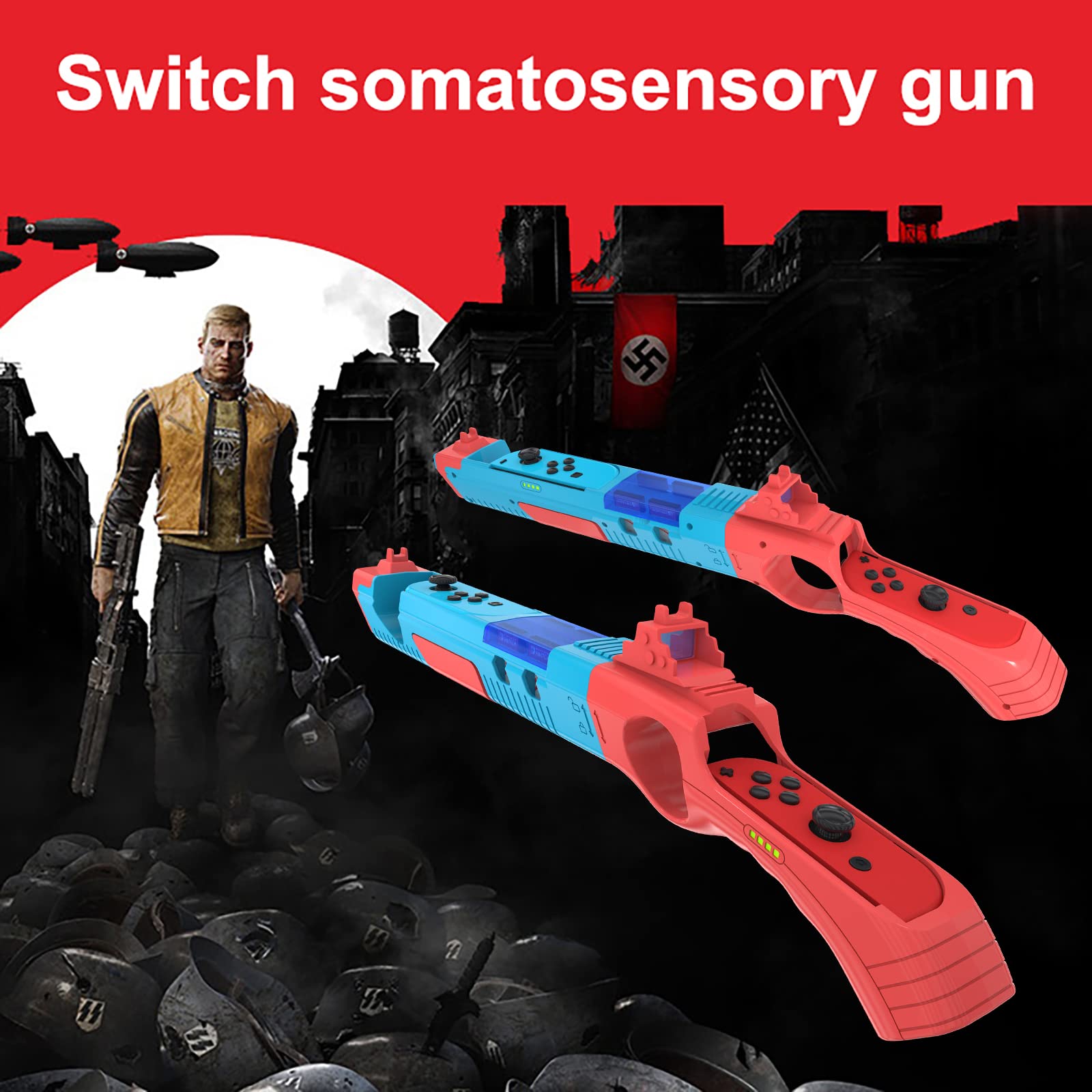 Switch Shooting Controller for Nintendo Joy-Con Hunting Games, 1 PCS Switch Hand Grip Accessories Compatible with Nintendo Switch Games (Blue)