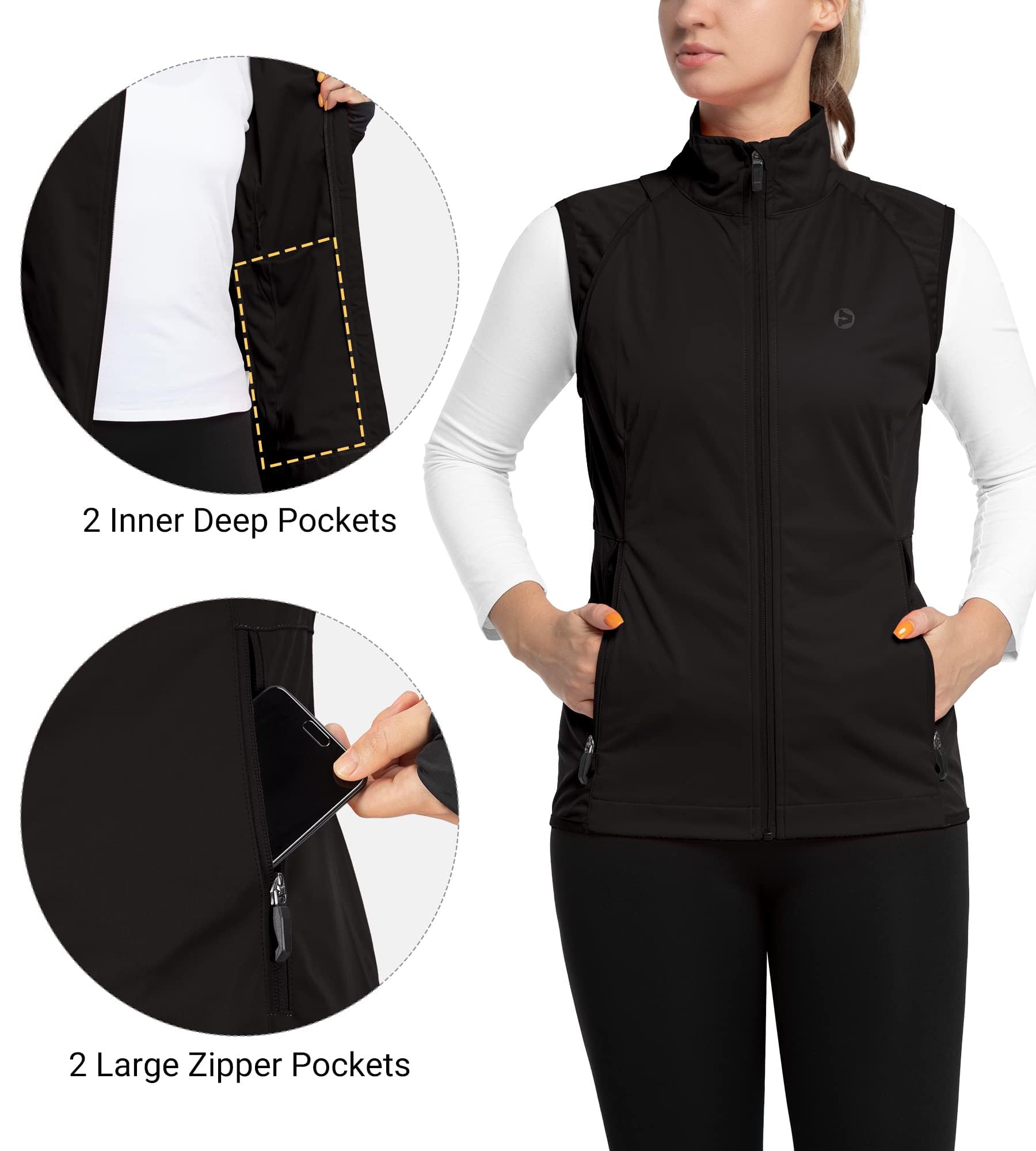 Outdoor Ventures Women's Full Zip Running Cycling Jacket Waterproof Windproof Reflective Removable Sleeves Athletic Vest