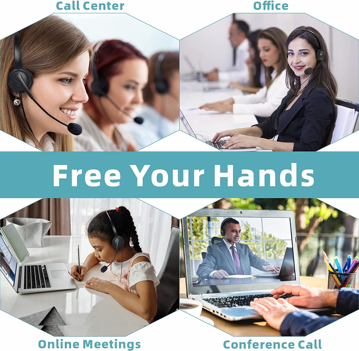Suifdu USB Binaural Headset, PC Headset with Microphone Noise-Cancelling, Computer Headphone for PC iPhone Laptop Business Skype Softphone Call Center Office