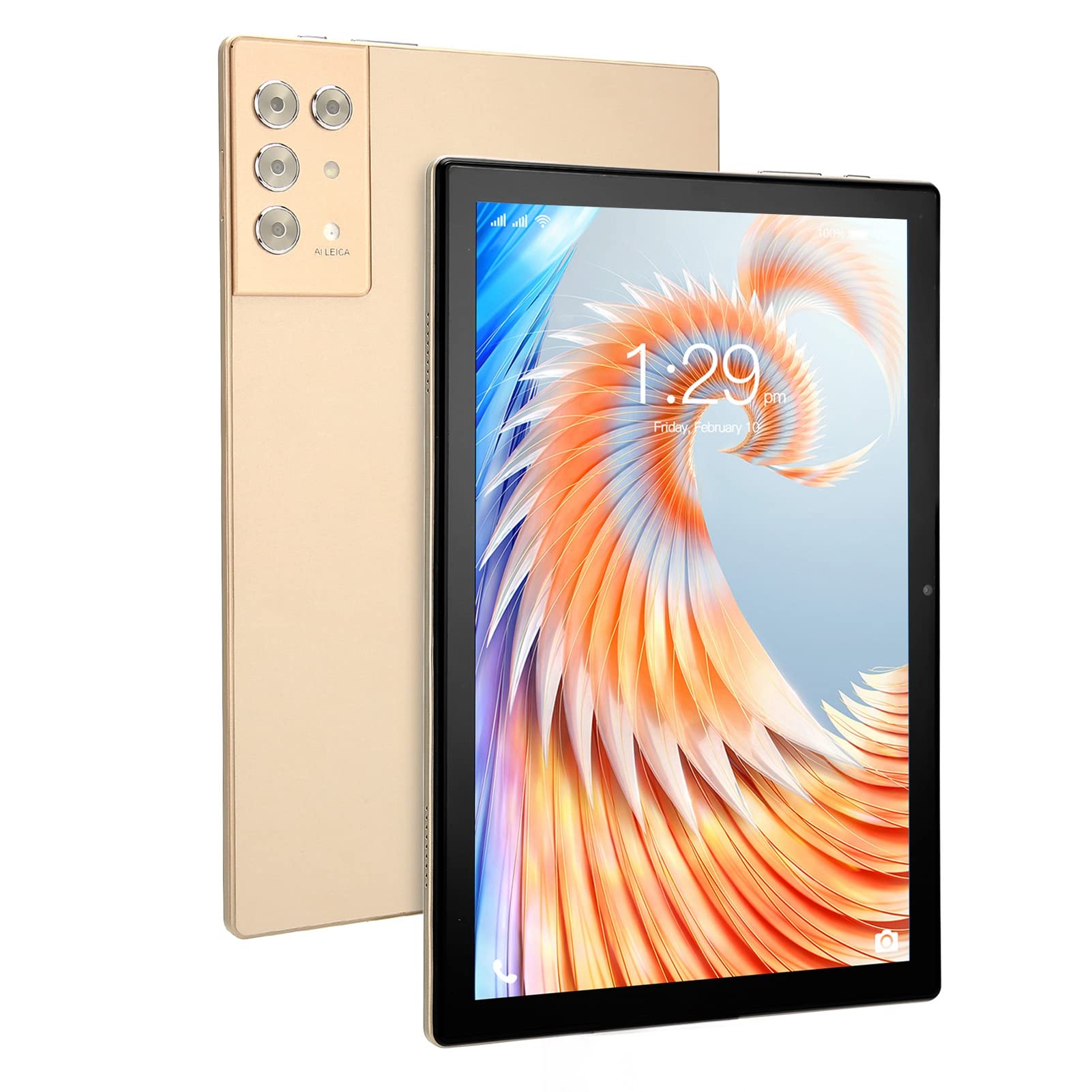 Naroote Tablet PC, FHD Tablet 2.4G 5G WiFi Gold 100-240V Octa Core Processor for Kids for Android 12 for Learning (US Plug)
