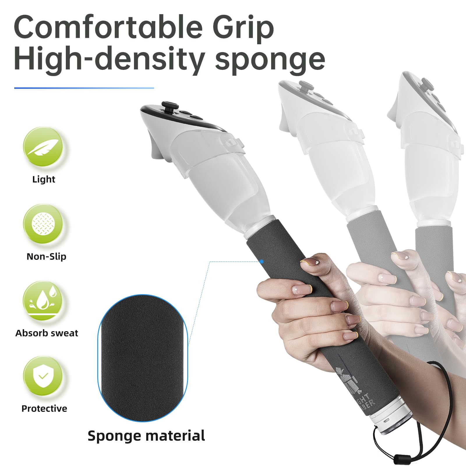 Suitable for Meta/Oculus Quest 2 Controller Accessories, Hibloks Oculus Controllers Silicone Sleeve, 0.12in Thicker Protective Handle Enhance Grip Anti-Drop Bracelet (Transparent)