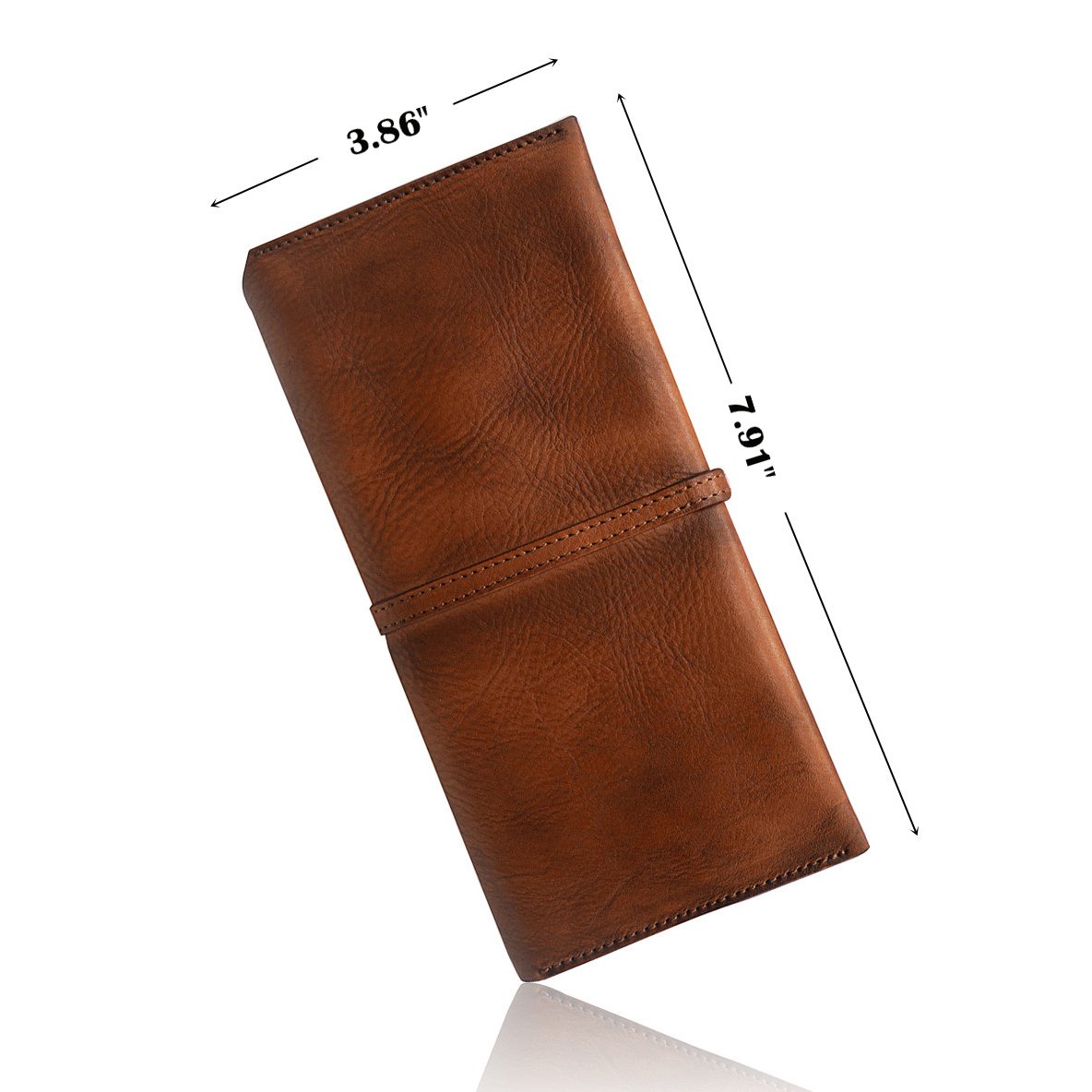 LETEULO Wallets for Women Genuine Leather Card Organizer Dip Dye Coin Purse Ladies Ultrathin Wallets (Brown)