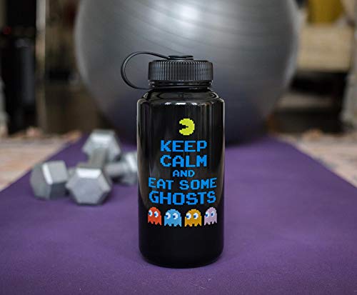 Pac-Man "Keep Calm and Eat Some Ghosts" Water Bottle | BPA-Free Large Plastic Water Jug With Screw Top Lid | Hydration For Outdoor Sports, Gym, Yoga | Holds 32 Ounces