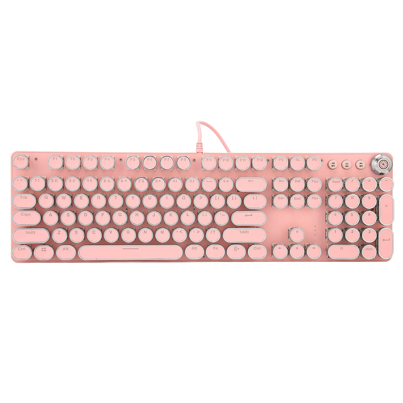 YYOYY Mechanical Keyboard, 104 Keys Punk Keycap, Wired Gaming Keyboard, Multi Light Mode Adjustment, Cute Pink Appearance for Girl, Compact Design, for Computer (902-7 Pink Punk)