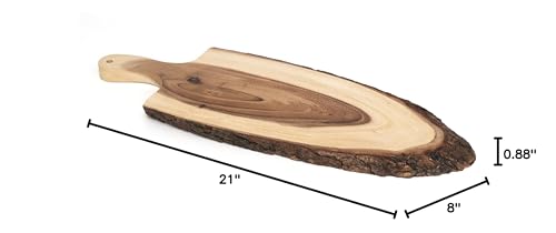 Lipper International Acacia Bark Serving Paddle Board with Ergonomic Handle, 21" x 8" x 7/8"