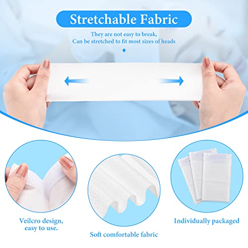 Noverlife 100PCS Disposable Spa Facial Headbands, Elastic Headband Wrap with Adjustable Magic Tape, Stretch Non-Woven Facial Bandeau, Soft Skin Care Essential Headband with Convenient Closure