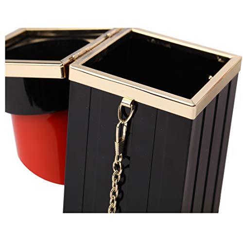 LETODE Women Acrylic Black Lipstick Shape Evening Bags Purses Clutch Vintage Banquet Handbag-black