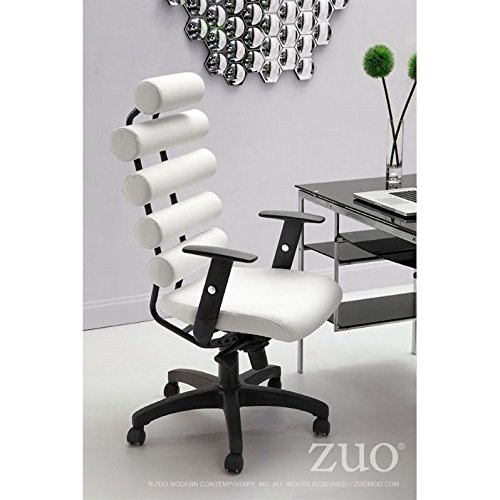 MAKLAINE Modern Faux Leather 48.5''H x 25''W x 23.5''D White Office Chair