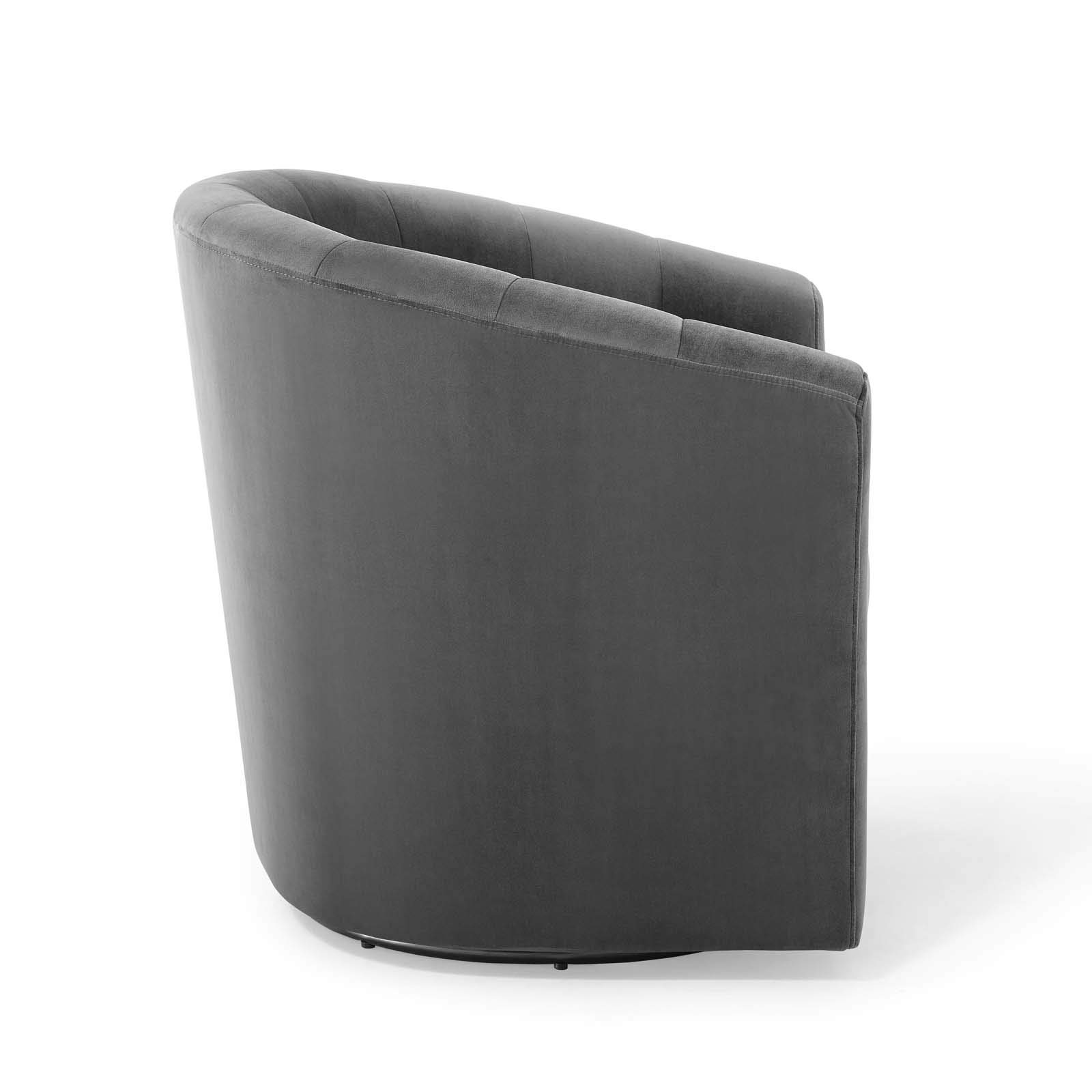Modway Prospect Channel Tufted Performance Velvet Swivel Armchair in Charcoal