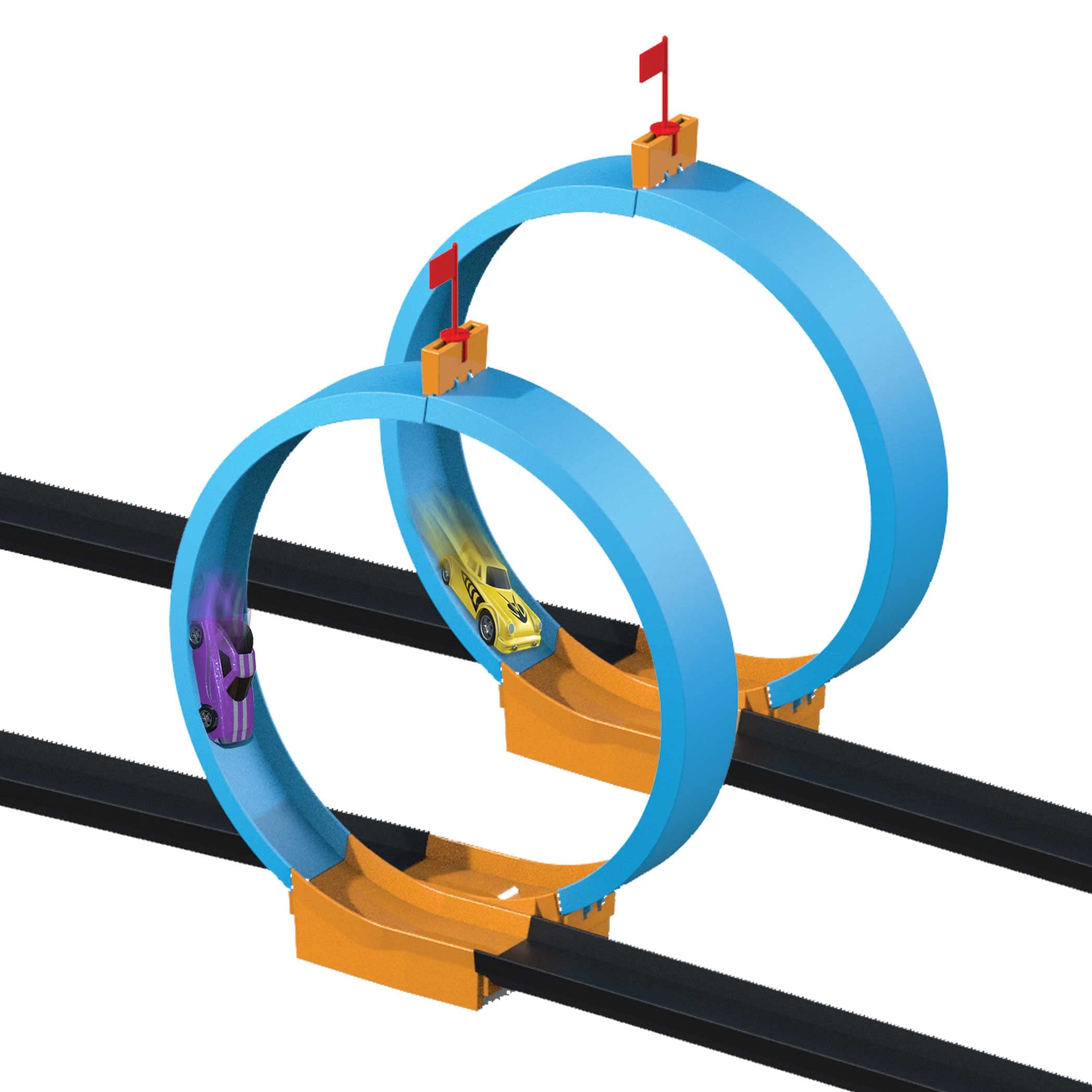 Spin 'n Rip Racers | Double Loop Drag Racing Set | Fun Head to Head Racing Track with Dual Loop Track and Falling Flag end gate That Signals The Winner | Double Loop Race Track