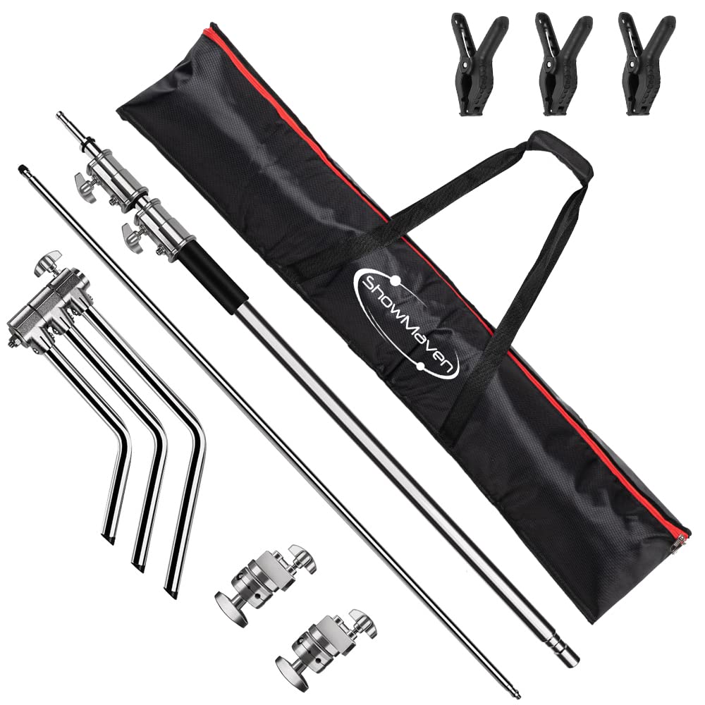 ShowMaven C Stand with Boom Arm, Heavy Duty 10ft Light Stand for Photography Studio Video Reflector, Monolight and Backdrops
