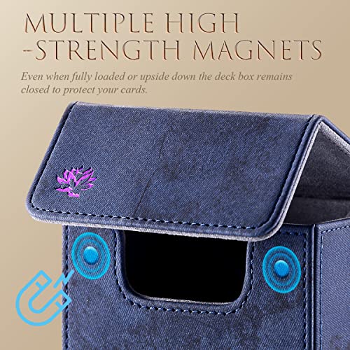 tombert 150+ Premium Deck Box for MTG, PTCG, Large Capacity with 2 Dividers, Fits 150+ Sleeved Cards TCG Trading Card Games (Horizontal- Lotus)