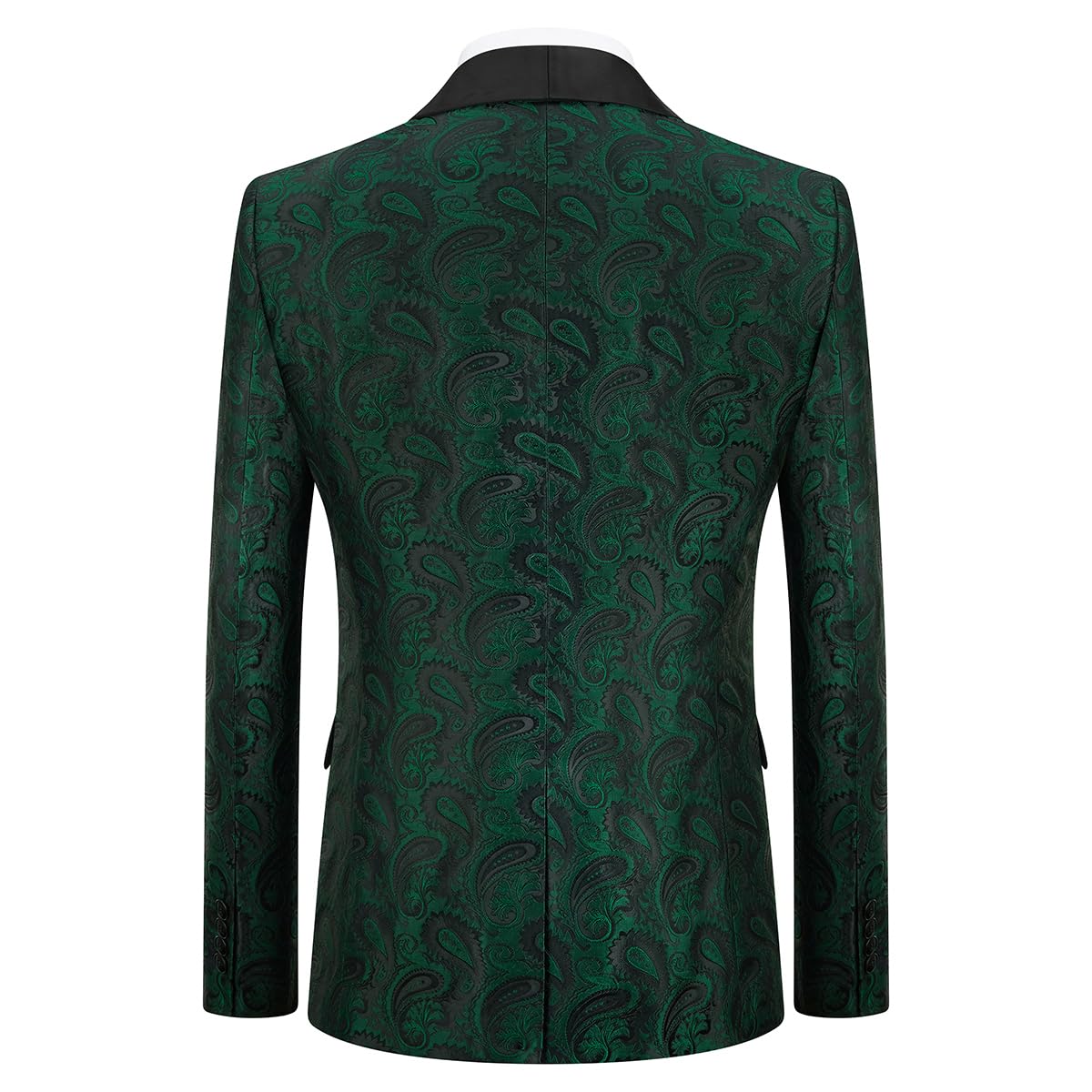 Mens Suits 3 Piece Slim Fit Tuxedo for Men Paisley Suit Prom Tux Shawl Lapel One Button Blazer Vest Pants Set Green