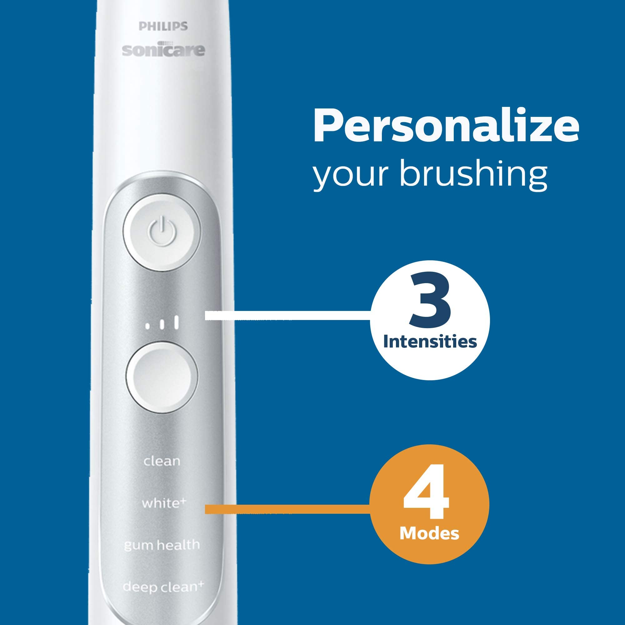 PHILIPS Sonicare ExpertClean 7500 Rechargeable Electric Toothbrush, White + Extra Brush Head, Charging Travel Case - 4 Modes and 3 Intensities Brushing, Up to 2 Weeks Operating time - HX9690/06
