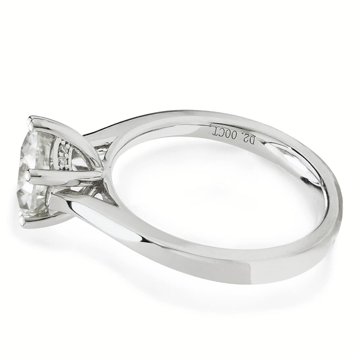 Sizeron 2.0 Carat Moissanite Engagement Rings D Color VVS1 Round Cut Classical Six-Prong Anniversary Wedding Promise Ring Plated Sterling Silver