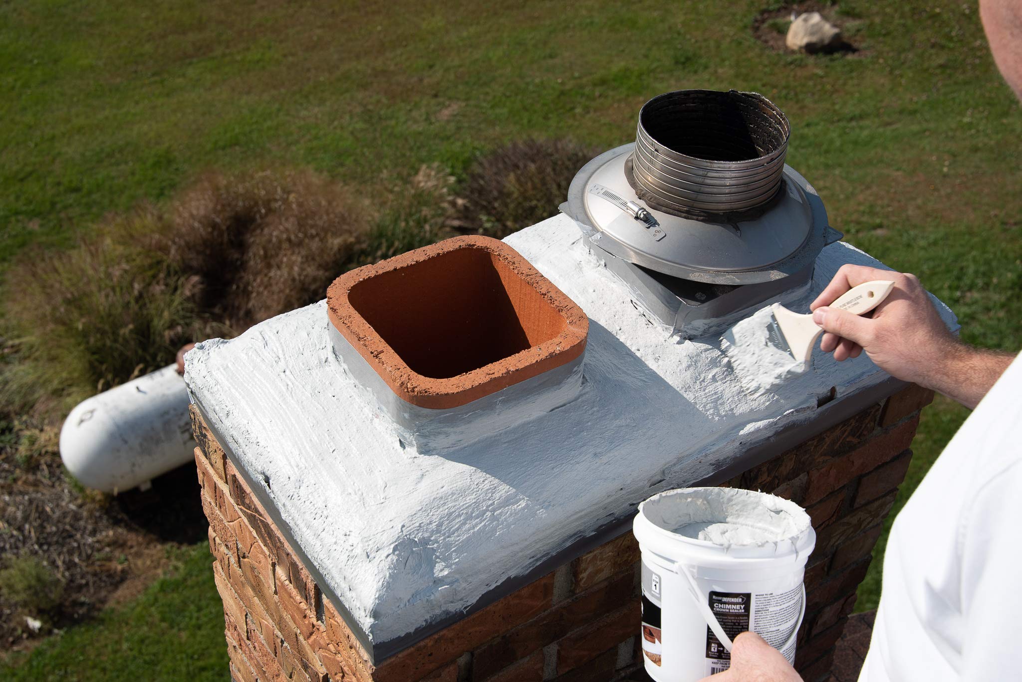 MasonryDefender Chimney Crown Sealer - Brushable Sealant Fixes Cracked Chimney Tops & Prevents Chimney Leaks