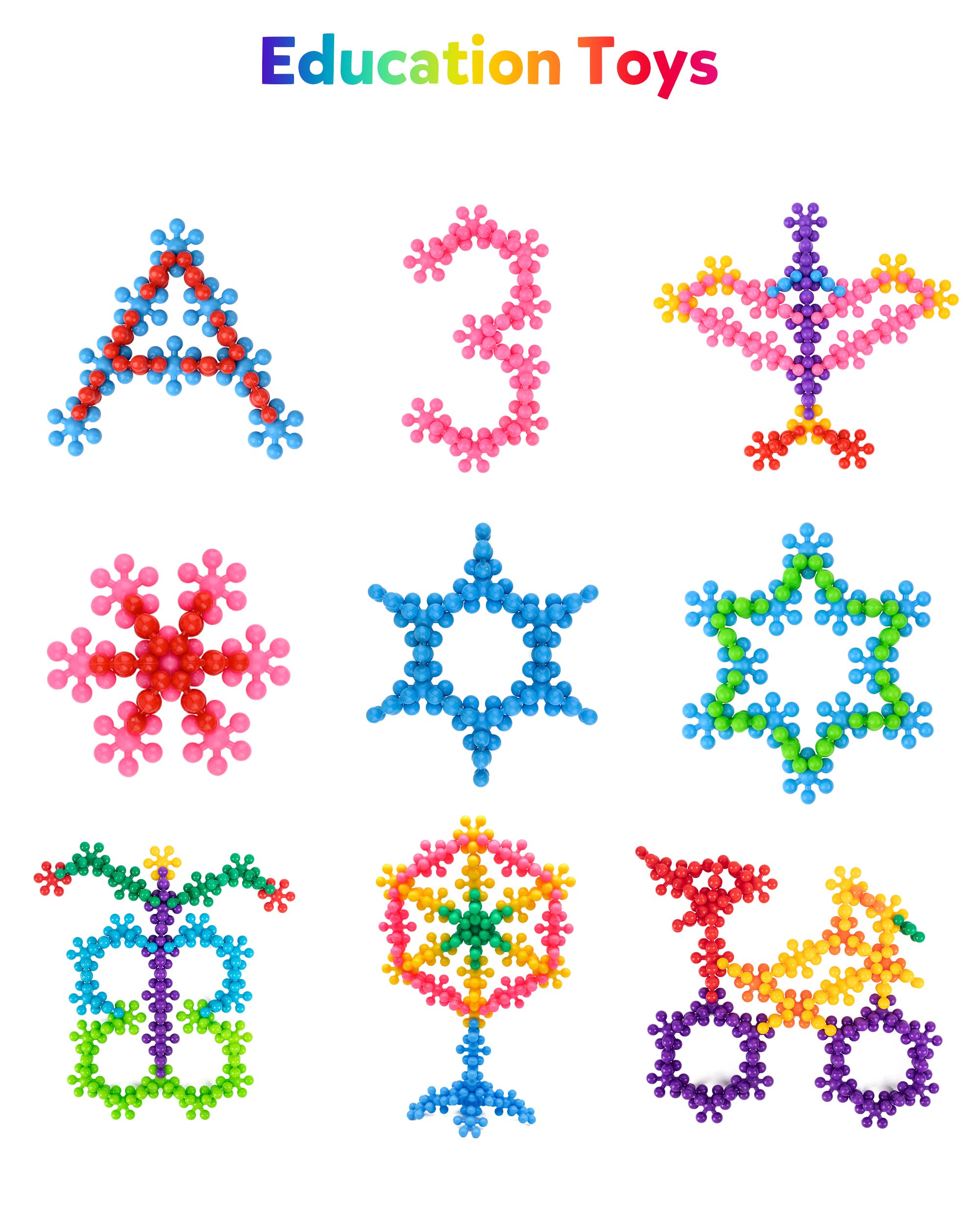 Vanmor 600 Pieces Stem Building Blocks Preschool Educational Toys for Kids 5-7, Discs Sets Interlocking Snowflake Solid Plastic STEAM Activities Fun Gifts Ingenuity Playset for Children