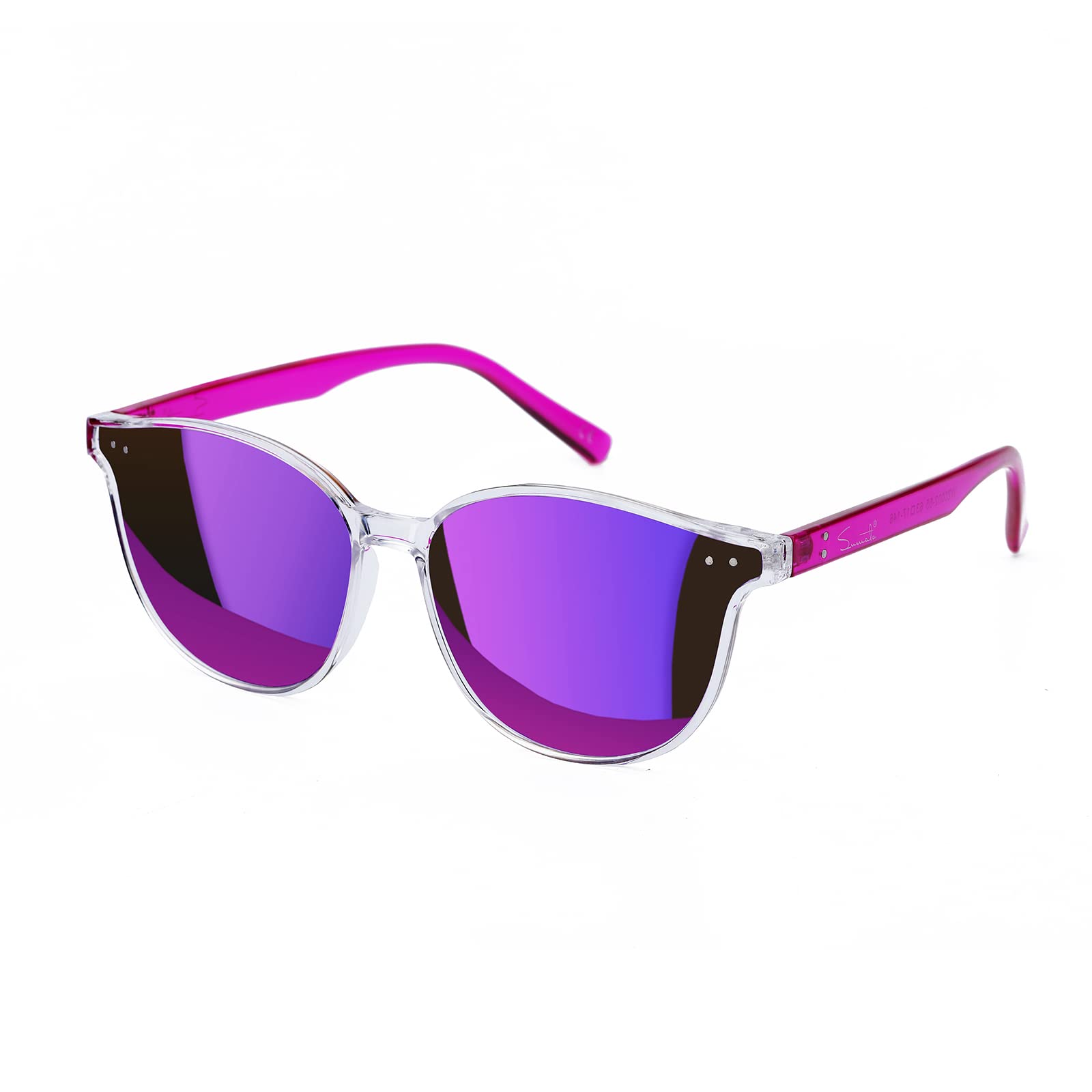Sumato Sunglasses Womens, Cat Eye Purple Sunglasses for Women with Mirrored Trendy Lens UV400 Blocking…