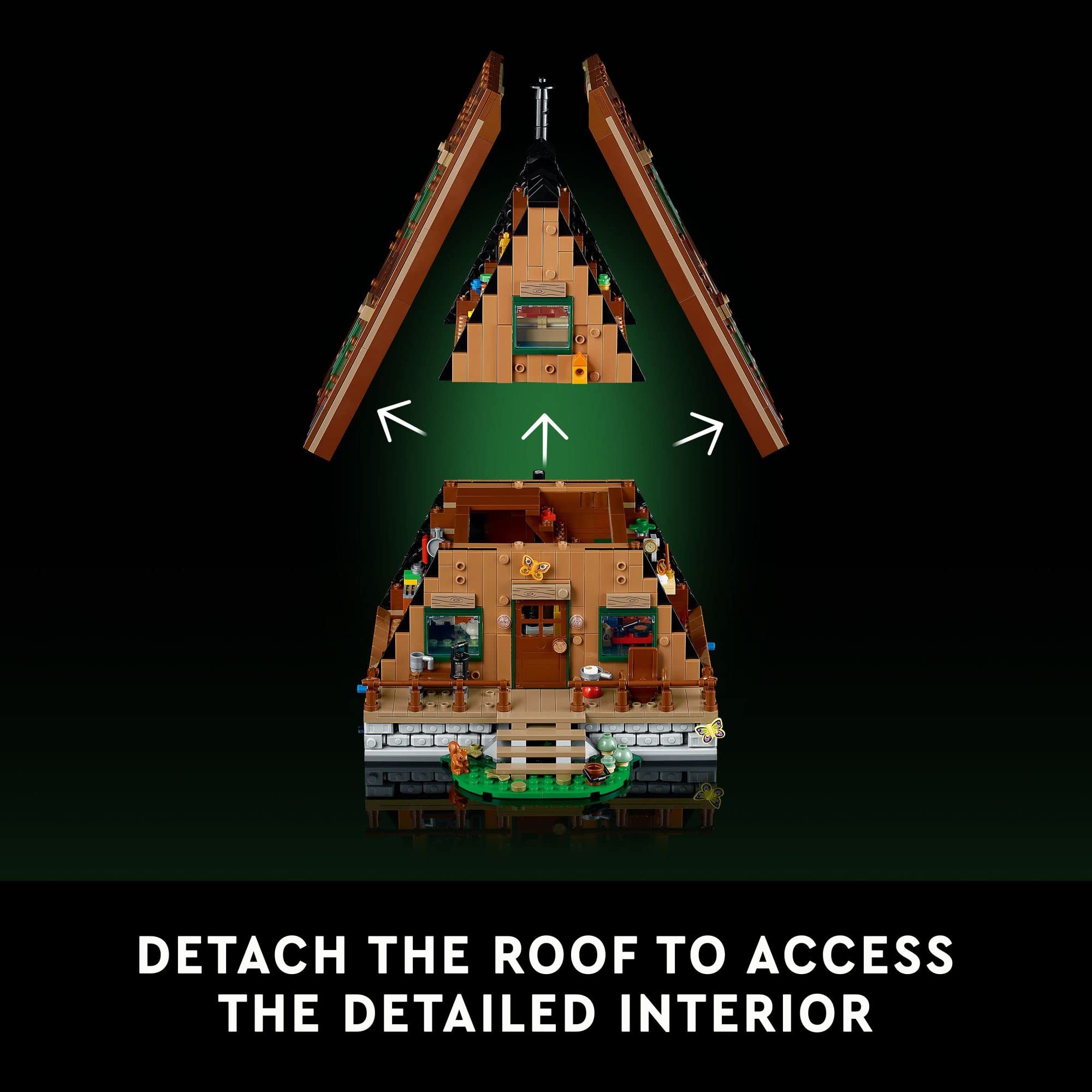 LEGO Ideas A-Frame Cabin 21338 Collectible Display Set, Buildable Model Kit for Adults, Gift for Nature and Architecture Lovers, includes 4 Customizable Minifigures and 11 Animal Figures