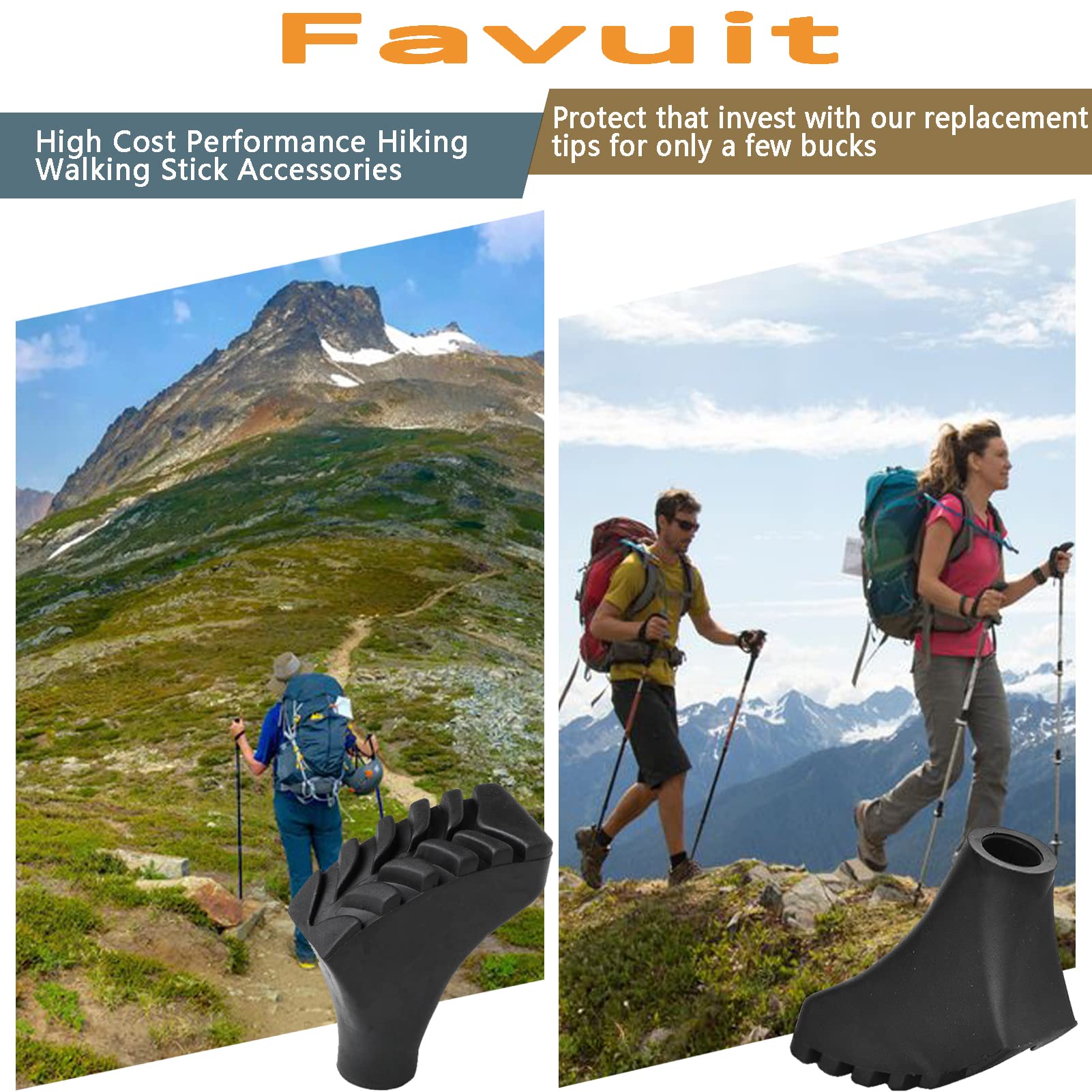 Rubber Trekking Pole Tips 4pcs Walking Hiking Stick Tips Hiking Poles Accessories Replacement Trekking Hiking Sticks Walking Poles Boot Tips Rubber Feet Protectors Fit Most Standard Hiking Poles