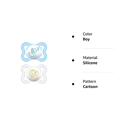 MAM Mini Air Pacifiers, Sensitive Skin Pacifier 0-6 Months for Breastfed Babies, Baby Boy Pacifiers, 2 Count (Pack of 1), Designs May Vary