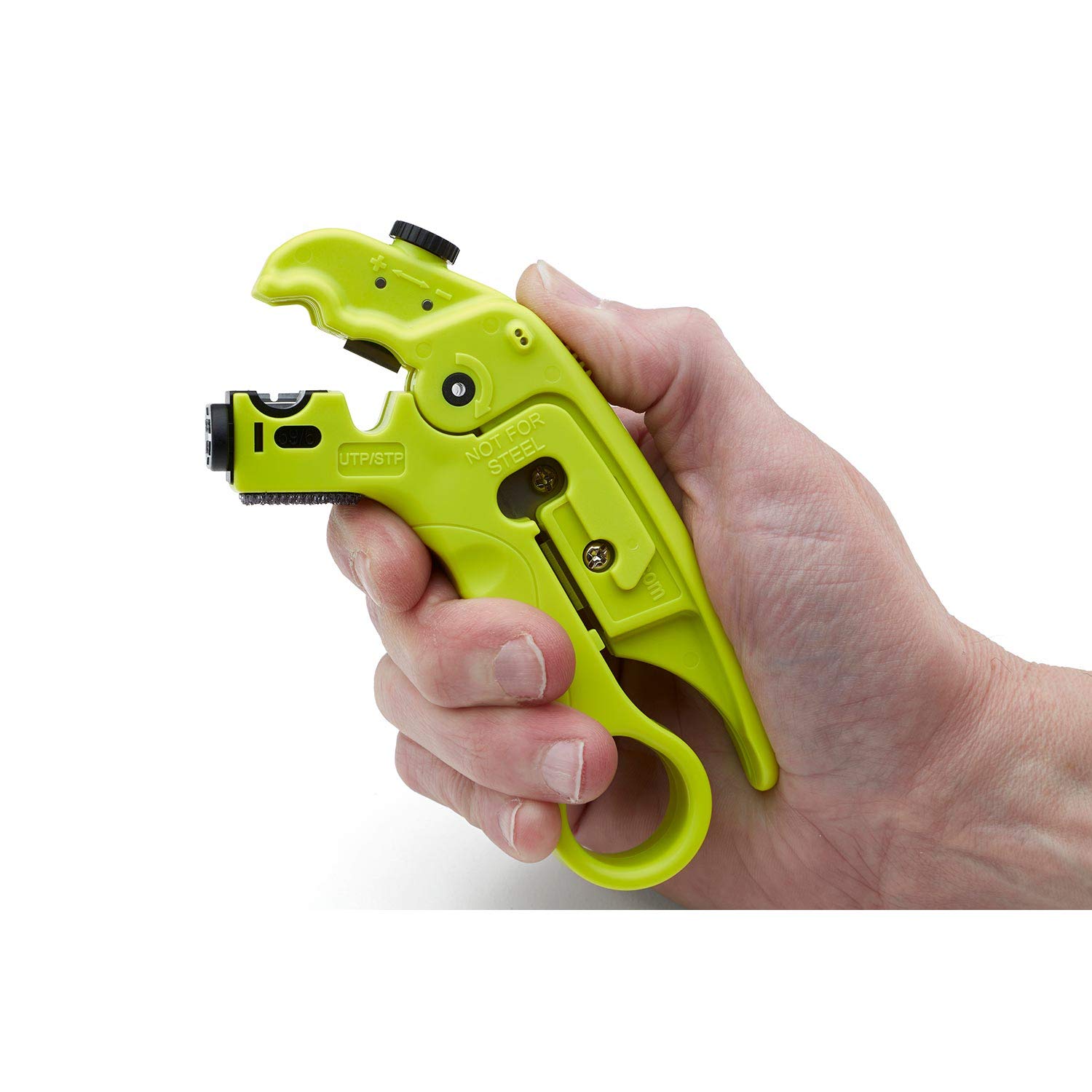 trueCABLE Wire Stripping and Cutting Tool for UTP, FTP, STP, Cat5e, Cat6, Cat6A Ethernet, RG59, RG6, RG7, RG11 Coax Cable, Adjustable Blade Depth