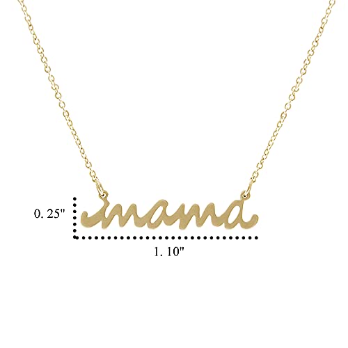 NTLX Mama Necklace β Mama Necklace for Women - Mama Script Cursive Lettering - Simple Delicate Cute β 14K Gold - Great Gift - Beautiful Card & Gift Box Included (Mama Script - Gold)