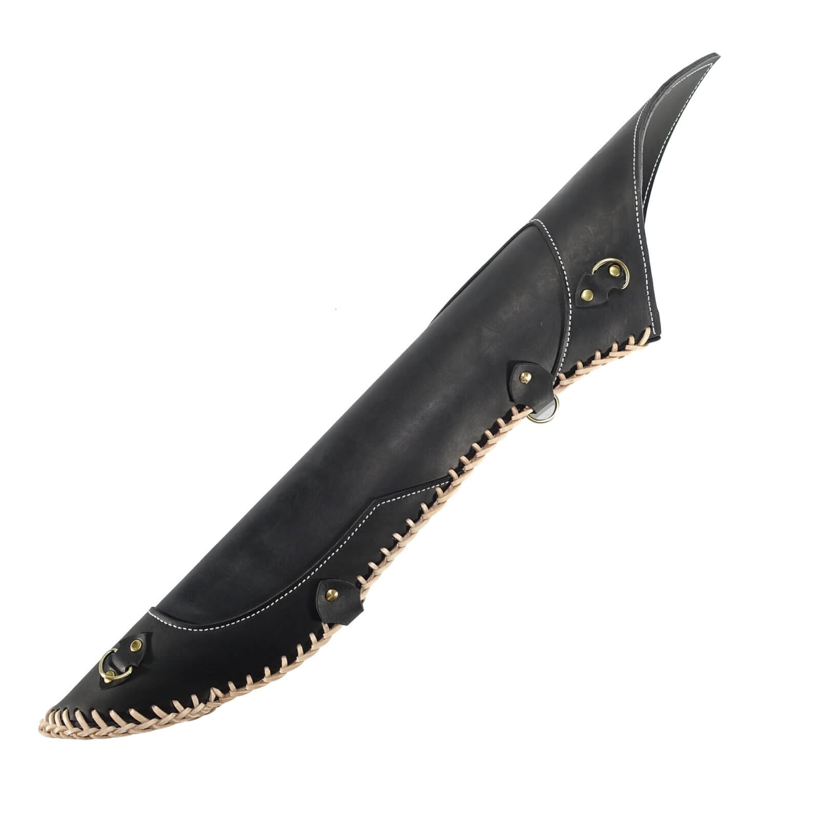 Mandarin Duck Hand Made Real Leather Arrow Quiver Dragonborn Hunting Shooting, Black, Right Handed