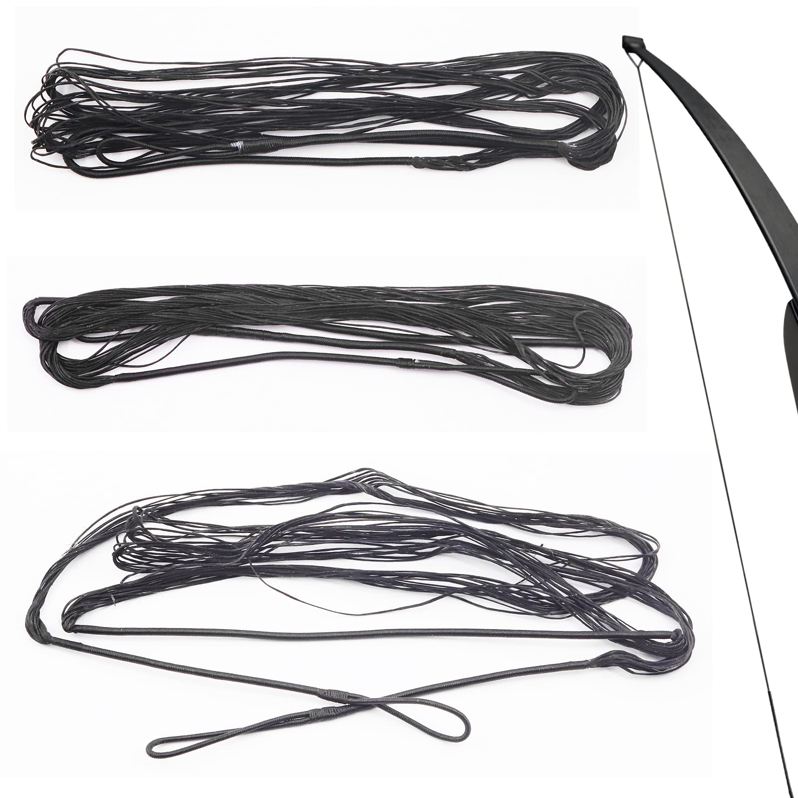 Rustark 3Pcs 12/14/16 Strands Bow String Replacement Bowstring AMO 62” Recurve Bow Accessories for Traditional and Recurve Bow Archery