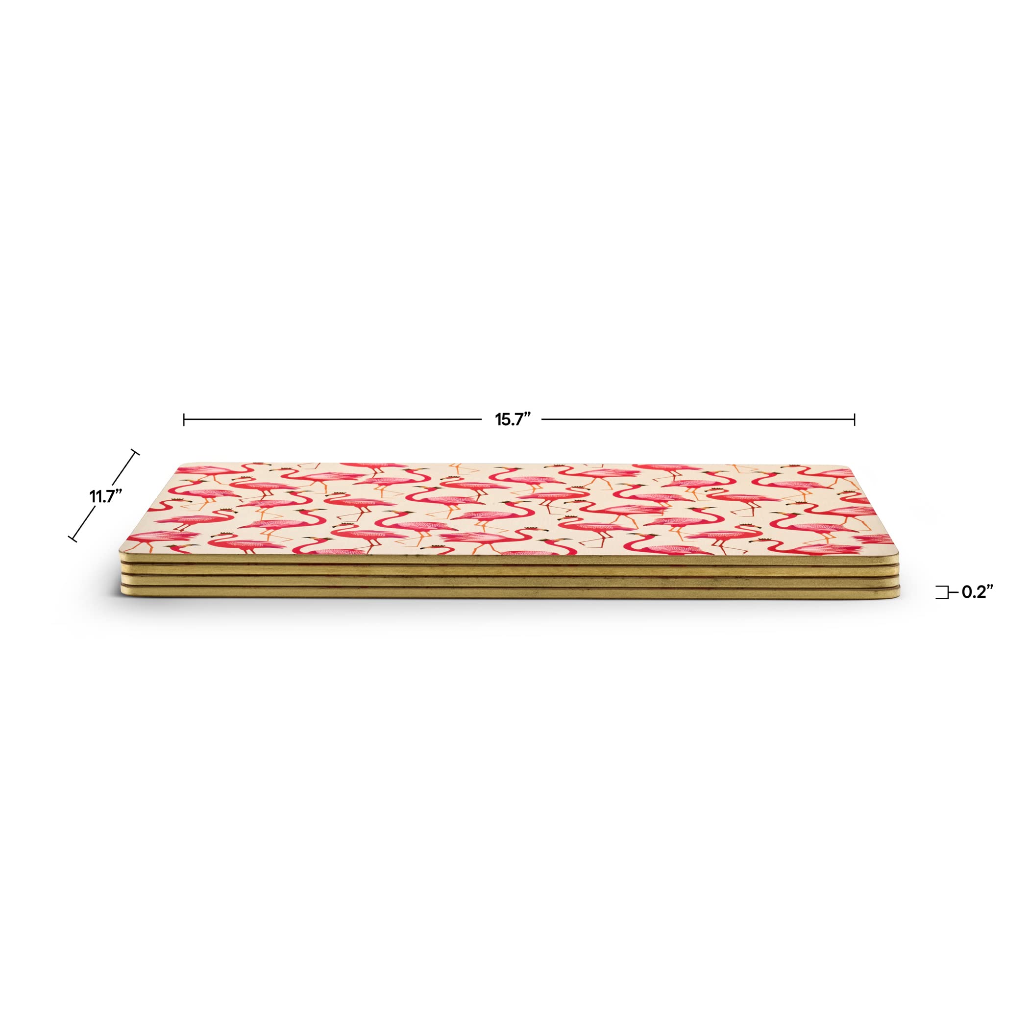 Pimpernel Sara Miller London Flamingo Collection Placemats | Set of 4 | Heat Resistant Mats | Cork-Backed Board | Hard Placemat Set for Dining Table | Measures 15.7” x 11.7”