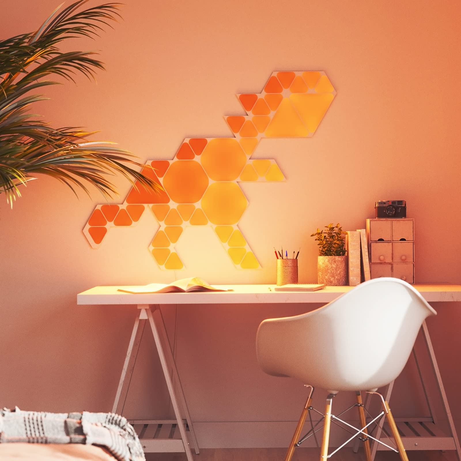 Nanoleaf Shapes WiFi and Thread Smart RGBW 16M+ Color LED Dimmable Gaming and Home Decor Wall Lights Expansion Pack (Mini Triangles (10 Pack))