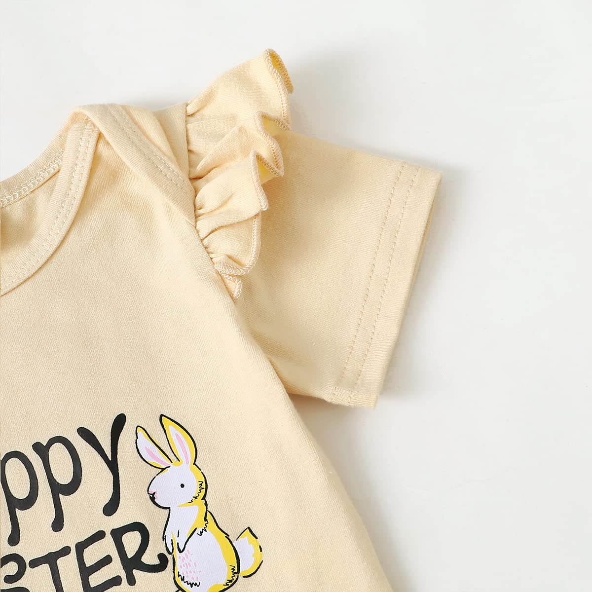Singcoco Baby Girl Easter Day Outfit Easter Rabbit Clothes Happy Easter Bunny Bodysuit (Yellow, 12-18 Months)