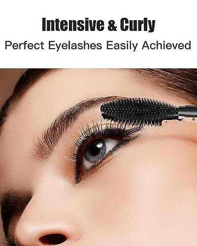 Naseny 2in1 Vibely Mascara 5X Longer Lengthening And Thickening Mascara Waterproof Black Volume And Lengh Mascara Smudge-Proof Non Clumping Long Lasting Eye Makeup