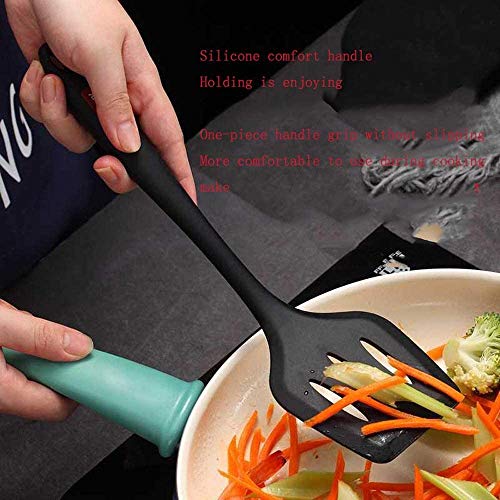 LMMDP 5 Pcs Silicone Utensils Set Non Stick Kitchen Cooking Tools Set Spatula Shovel Heat Insulation Kitchenware