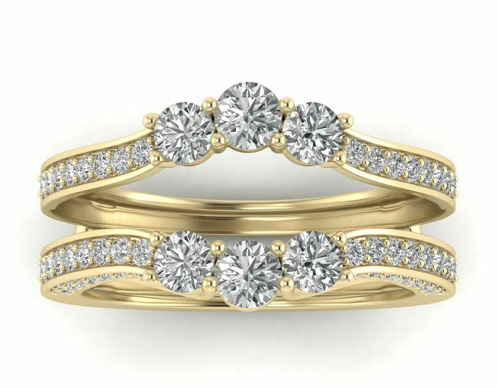 Om Jewellers 1.00 Ct Round Diamond Enhancer Wrap Engagement Wedding Ring 14K Yellow Gold Over (8.5)