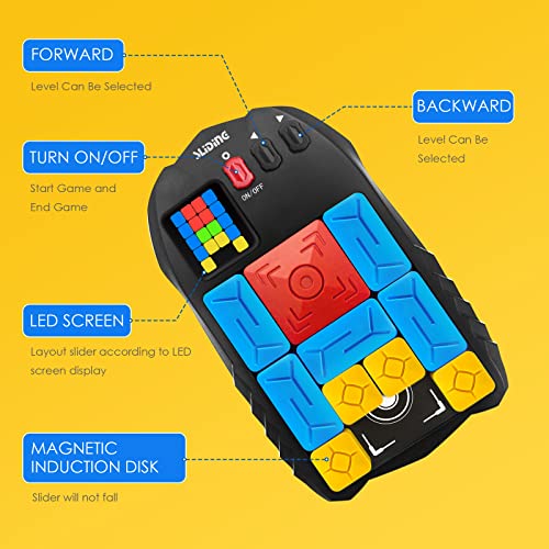 Super Slide Puzzles Brain Games, with 500+ Levels Electronic Handheld Game, Challenges Brain Teaser Puzzles, Learning & Education Travel Stem Toys for Kids and Adults