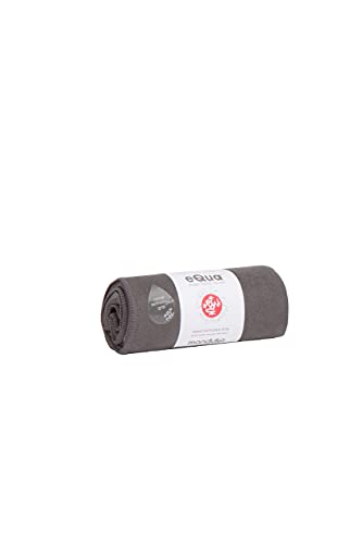Manduka eQua Yoga Hand Towel - Quick Drying Microfiber, Lightweight, Yoga Accessories Easy for Travel, 16 Inch (40cm), Thunder Grey