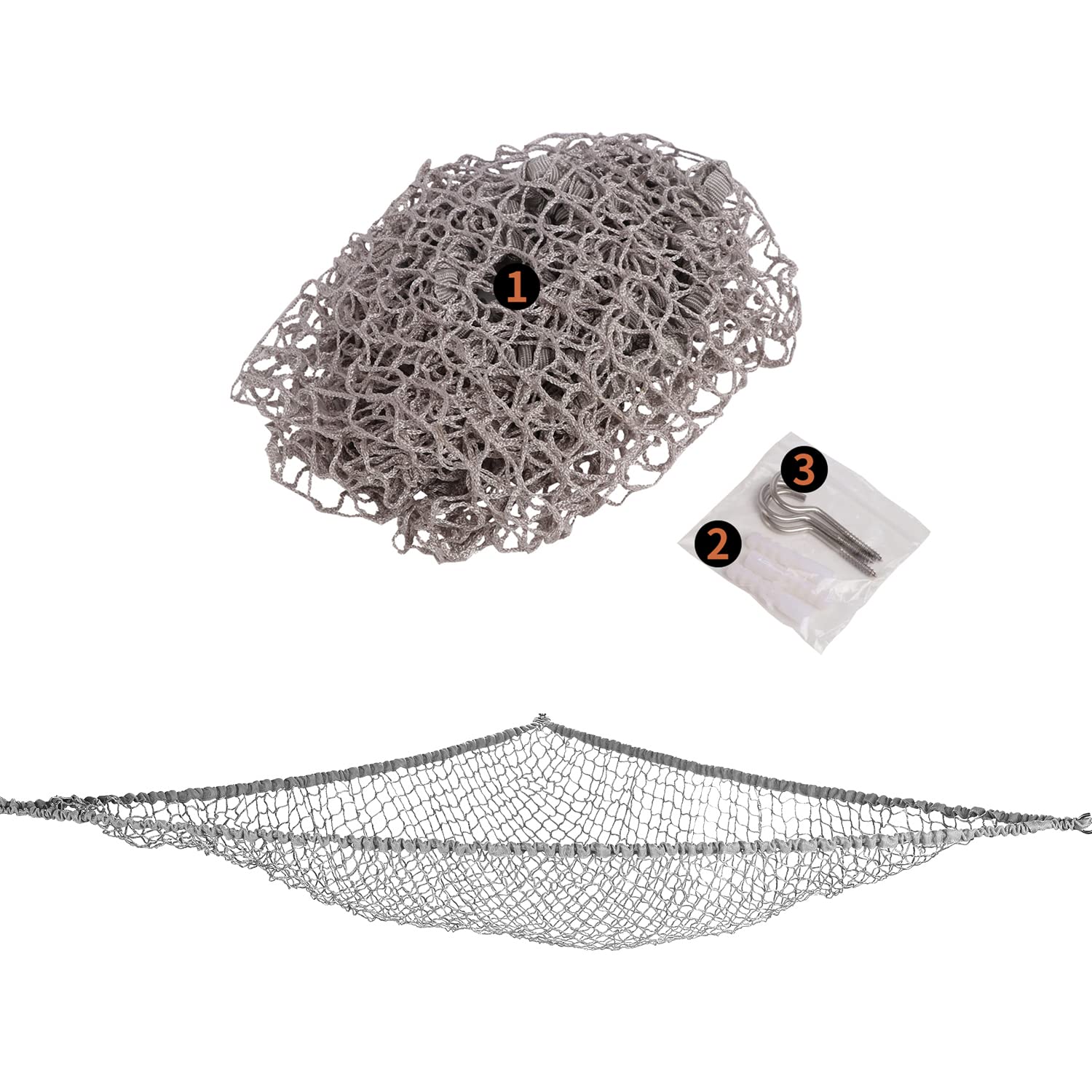 Net for Stuffed Animals, Meirenda Stuffed Animal Hammock or Net Jumbo Stuffed Toy Net Storage Organizer Kids Sling Corner Wall Mesh Toy Hammock for Stuffed Animals (Gray, 70 inch)