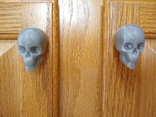 Sterling Silver Skull Door Knobs Drawer Knobs (Set of 2)
